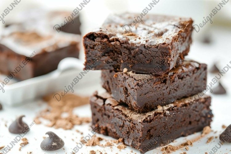 Decadent homemade chocolate brownies stack