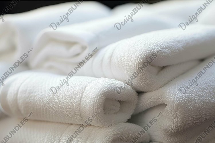 Stack of fresh white towels closeup