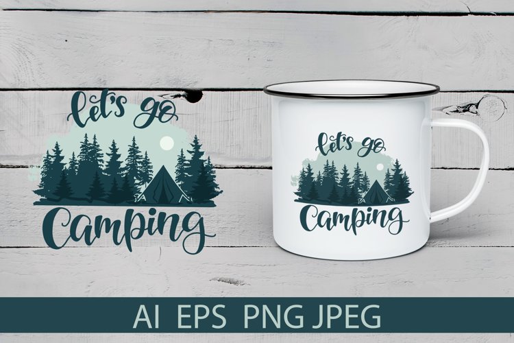 camping sublimation with 'Let's go camping' lettering quotes (1059785 ...