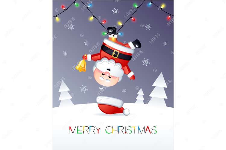 Merry Christmas. Greeting card with funny Santa (510922)