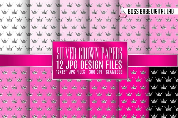 Seamless Pink and Silver Crown Papers (519831)