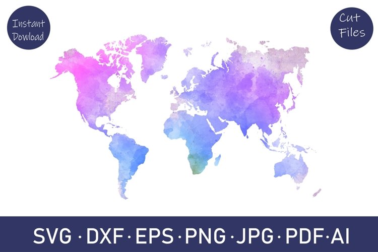 Water Color World map SVG cut file, clipart, sublimation (1132714 ...