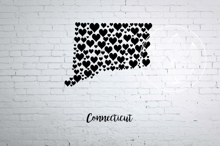 Connecticut map with hearts