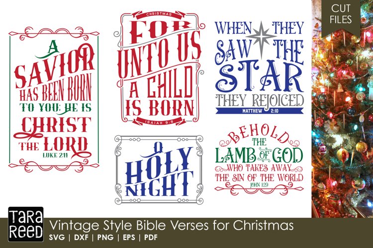 Vintage Style Bible Verses for Christmas - SVG & Cut Files (172638 ...