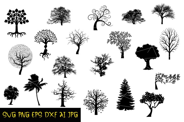 Tree Silhouettes, Digital Trees Images EPS SVG PNG JPG AI