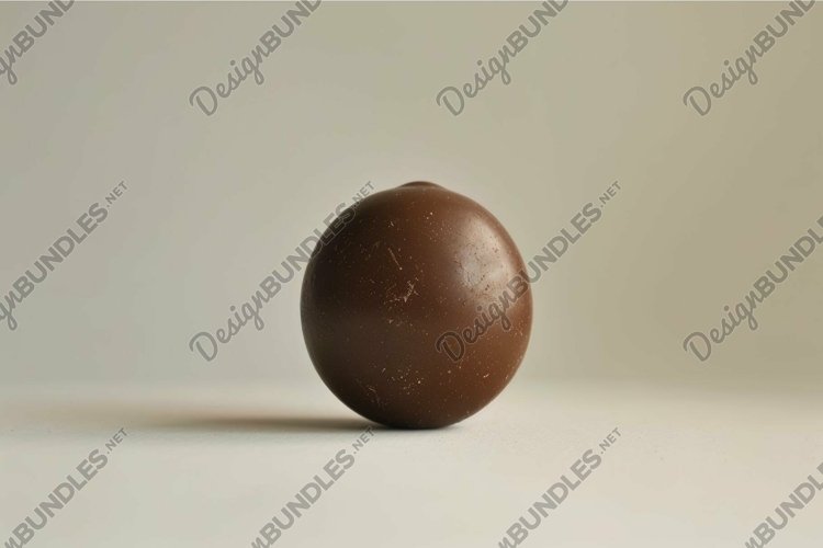 Single chocolate truffle on neutral background
