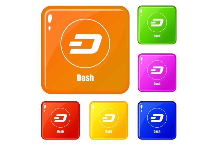 Dash icons set vector color