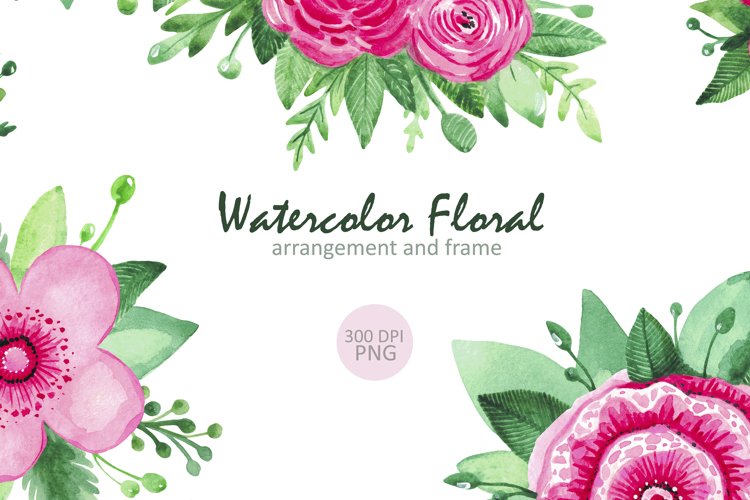 Watercolor flowers clipart | Pink Floral PNG