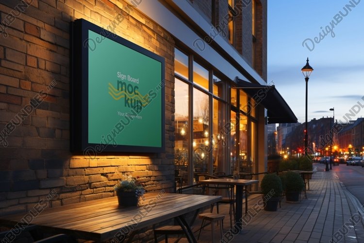 Sign Board Mockup on Building Wall (3344834)
