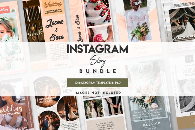 10 instagram wedding template set (390635) | Web Elements | Design Bundles