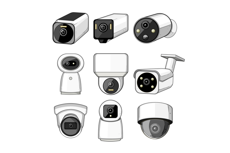 facial recognition camera set cartoon (6565472)