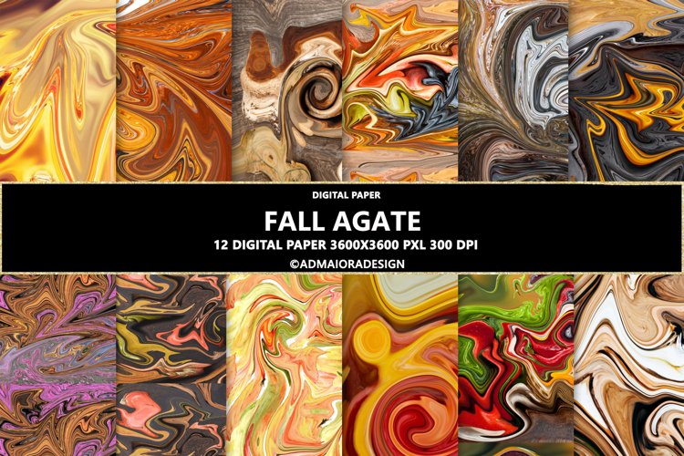Fall Agate Digital Paper for scrapbookers - Liquid Marble