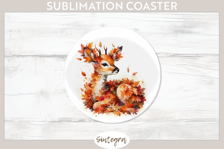 Fall Antelope Animal v2 Round Coaster Sublimation