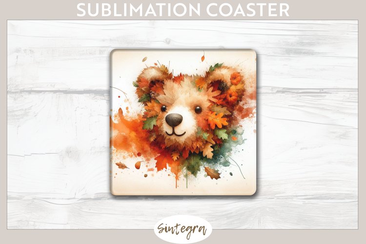 Fall Bear Animal v8 Square Coaster Sublimation