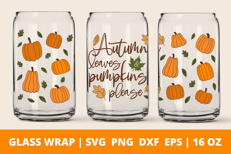 Fall can glass wrap svg, libbey can glass wrap 16 oz