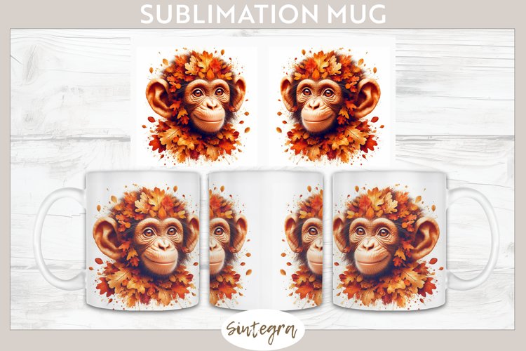 Fall Chimpanzee Animal v1 Mug Wrap Sublimation