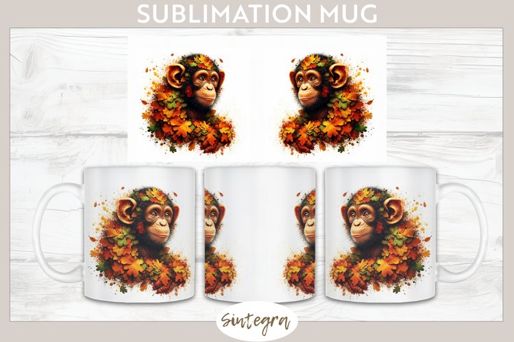 Fall Chimpanzee Animal v2 Mug Wrap Sublimation