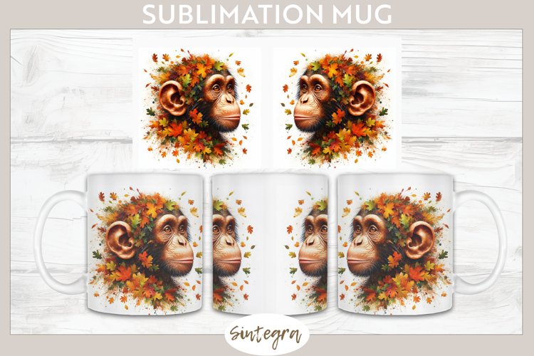 Fall Chimpanzee Animal v4 Mug Wrap Sublimation