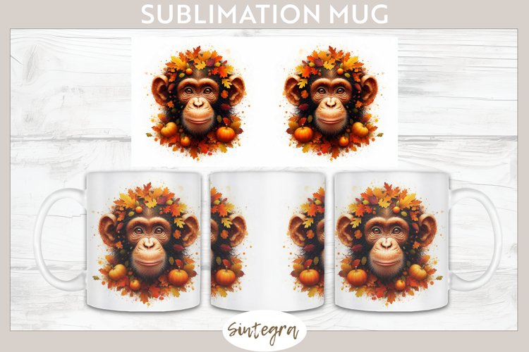 Fall Chimpanzee Animal v5 Mug Wrap Sublimation