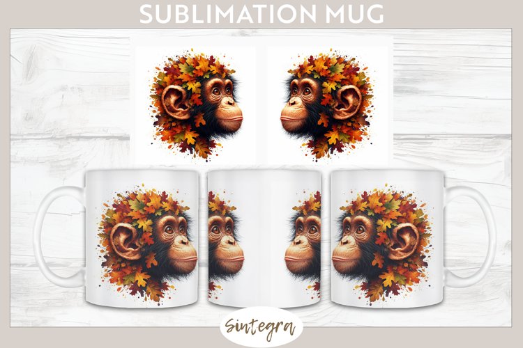Fall Chimpanzee Animal v7 Mug Wrap Sublimation
