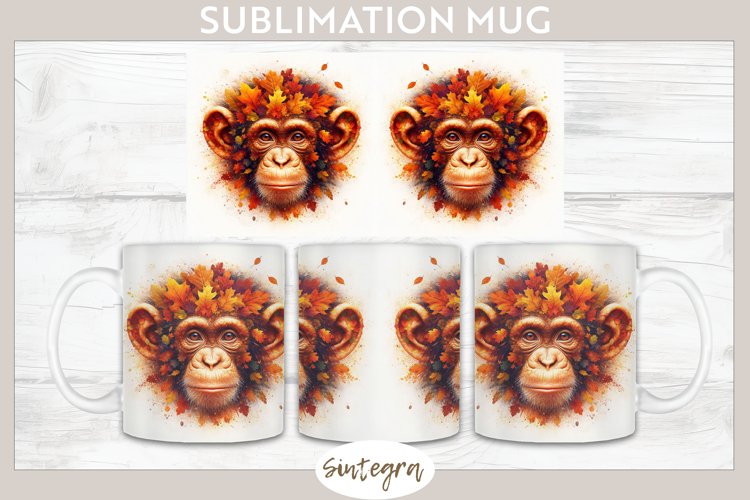 Fall Chimpanzee Animal v8 Mug Wrap Sublimation