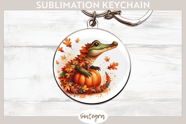 Fall Crocodile Animal v7 Round Keychain Sublimation