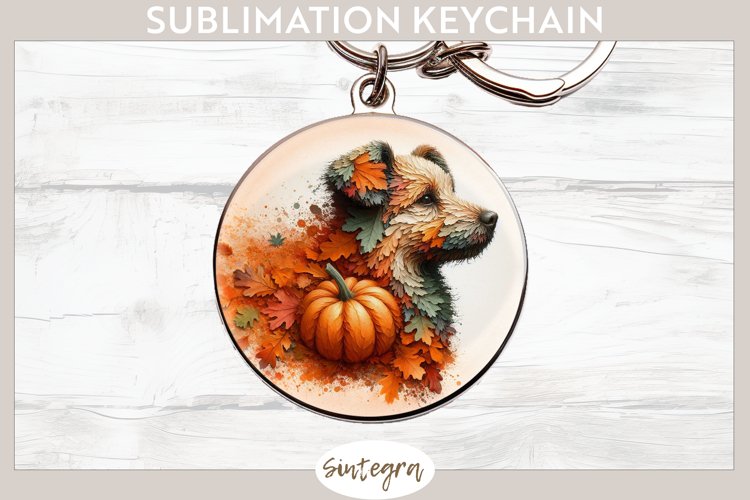 Fall Dog Animal v2 Round Keychain Sublimation