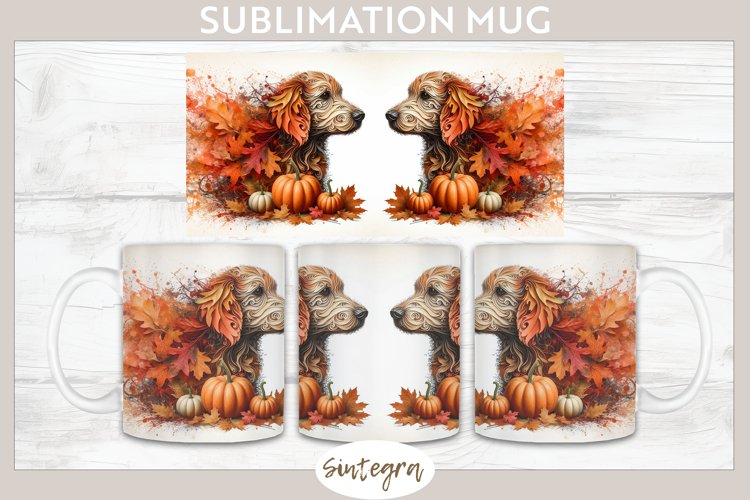 Fall Dog Animal v3 Mug Wrap Sublimation