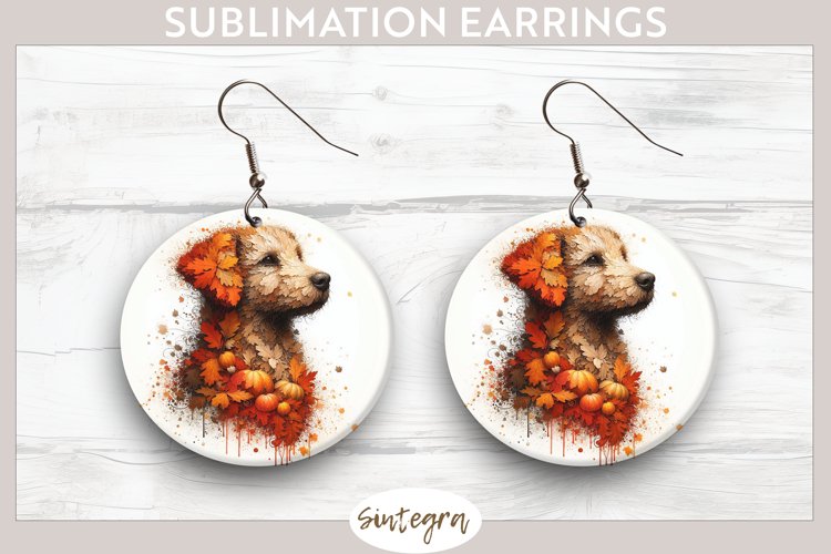Fall Dog Animal v5 Round Earrings Sublimation