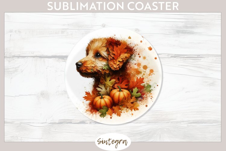 Fall Dog Animal v6 Round Coaster Sublimation