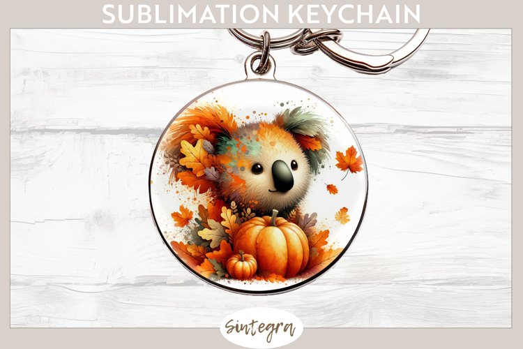 Fall Koala Animal v4 Round Keychain Sublimation