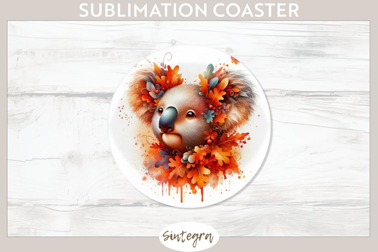 Fall Koala Animal v5 Round Coaster Sublimation