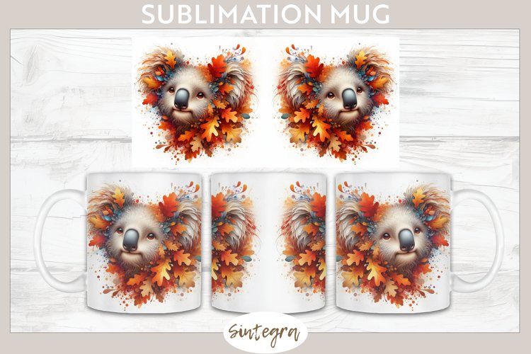 Fall Koala Animal v6 Mug Wrap Sublimation