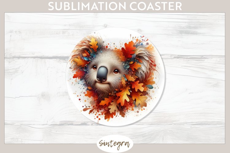 Fall Koala Animal v6 Round Coaster Sublimation