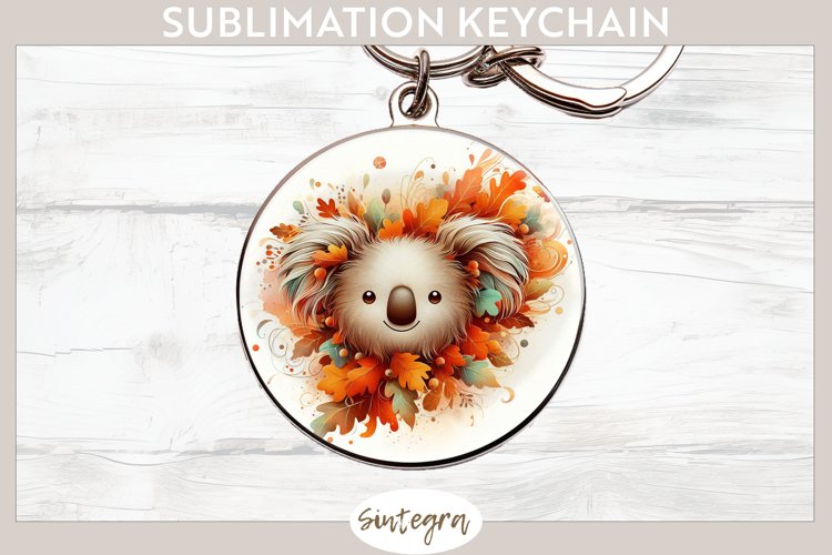 Fall Koala Animal v8 Round Keychain Sublimation