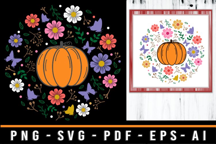 Fall Flowers and Pumpkin SVG, Fall Monogram, Autumn Monogram