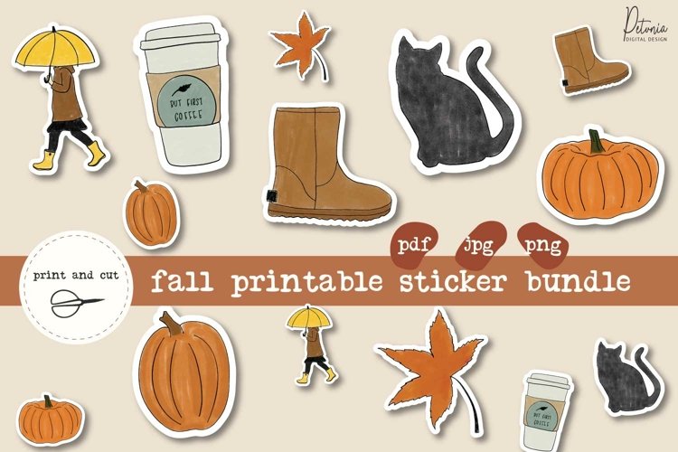 Fall Printable Stickers Bundle | 8 Different Designs
