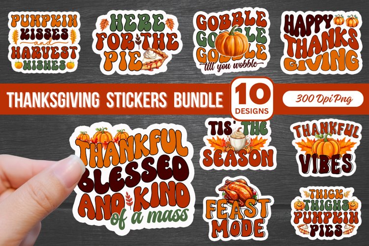 Fall Stickers Bundle, Thanksgiving Stickers Png, Pumpkin Png