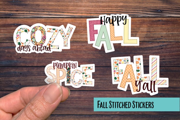 Fall Stitched Letters PNG Sticker Pack