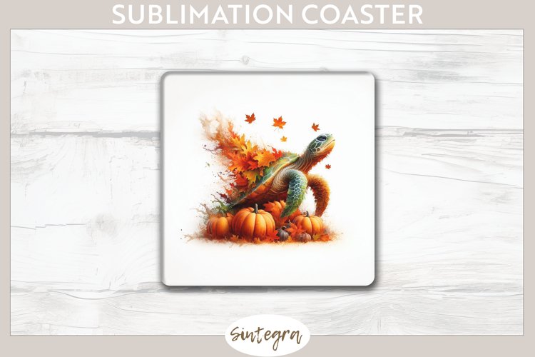 Fall Turtle Animal v2 Square Coaster Sublimation