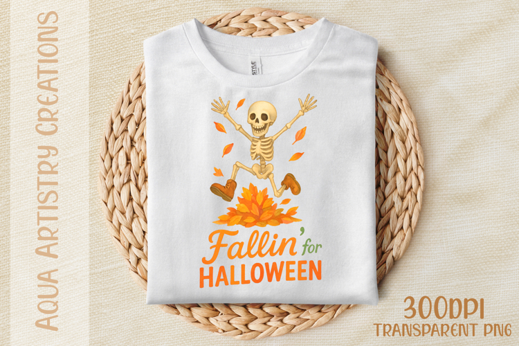 Funny Skeleton Jumping and Playing, Fall and Halloween PNG