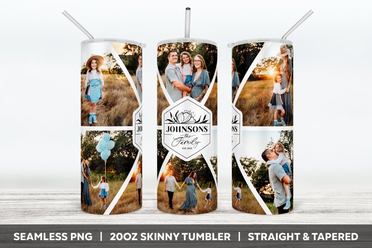 Personalized Family Photo Collage Tumbler Sublimation Wrap