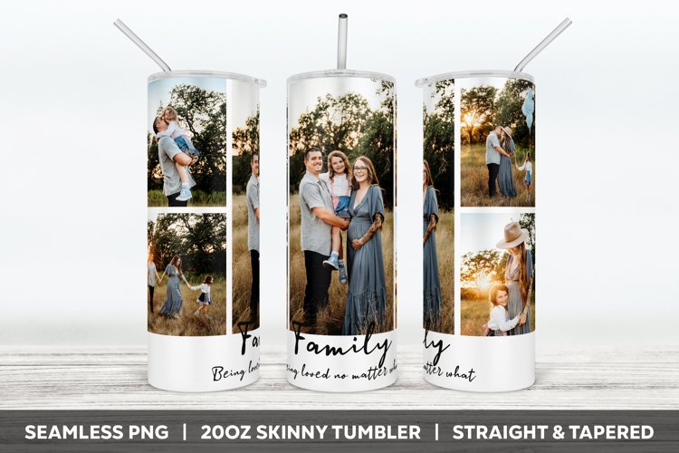 Family Photos & Quote Tumbler Wrap, Photo Collage Family Cup