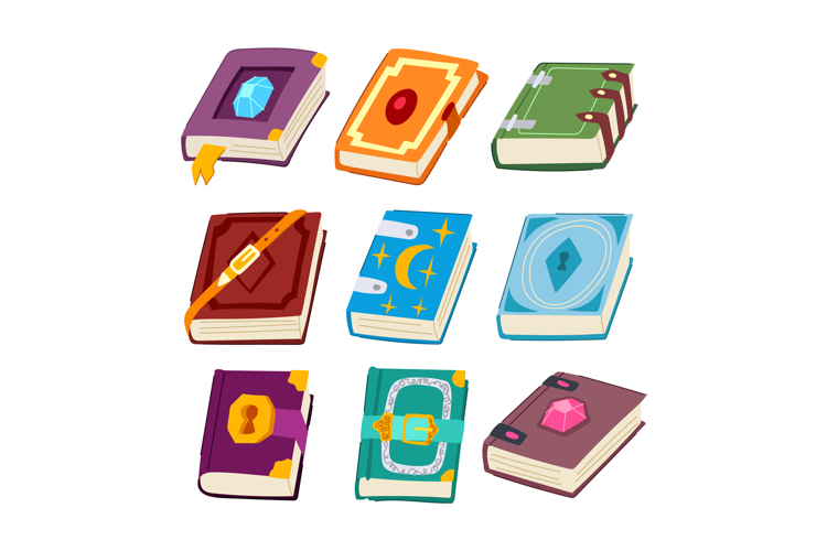 fantasy book set cartoon