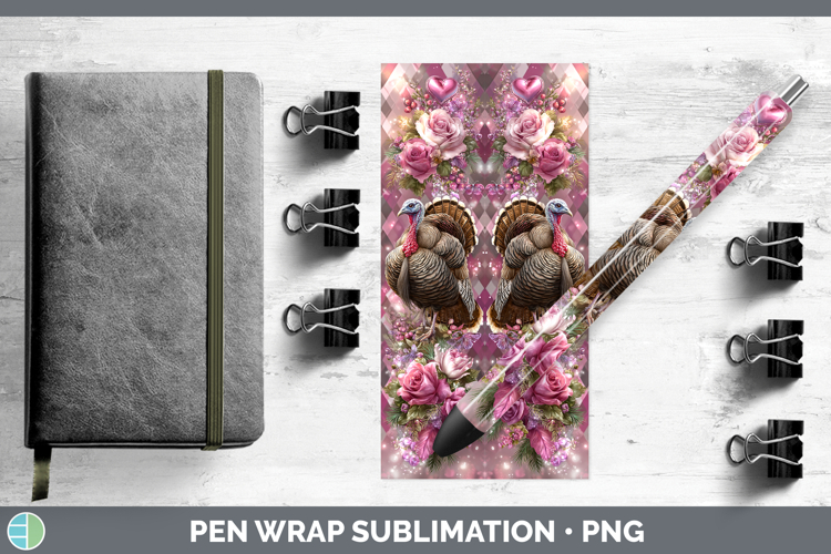 Turkey Farm Checker Valentine Pen Wrap Sublimation Design