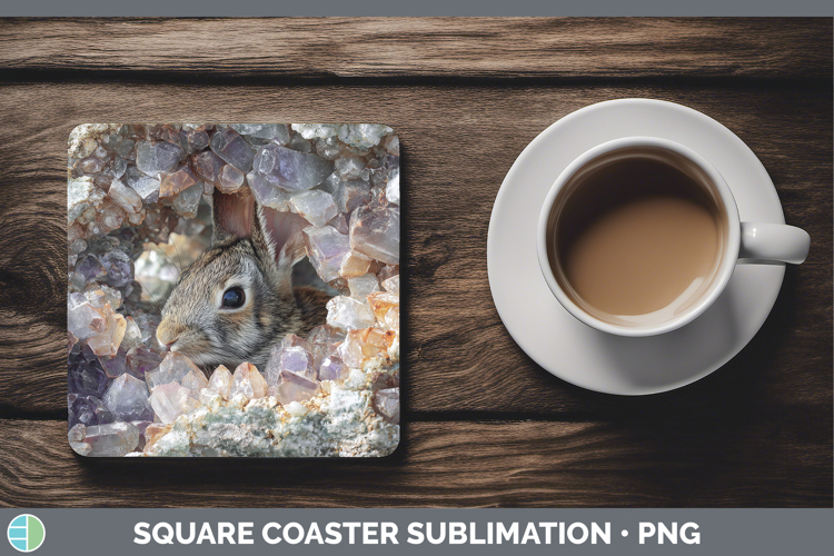 Farm Geode Bunny Square Coaster Sublimation Coaster Designs