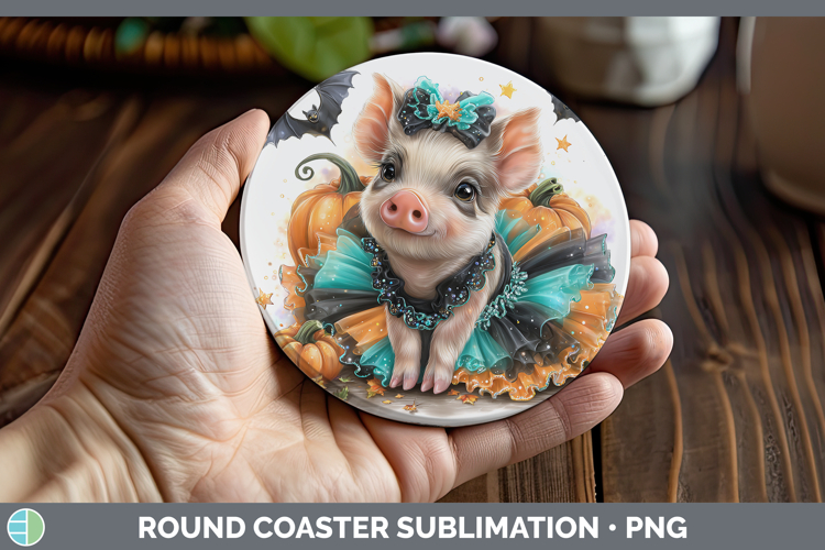 Farm Halloween Pig Round Coaster Sublimation Coaster Designs