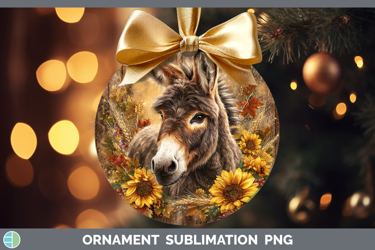 Donkey Farm Rustic Autumn Ornament Sublimation Design