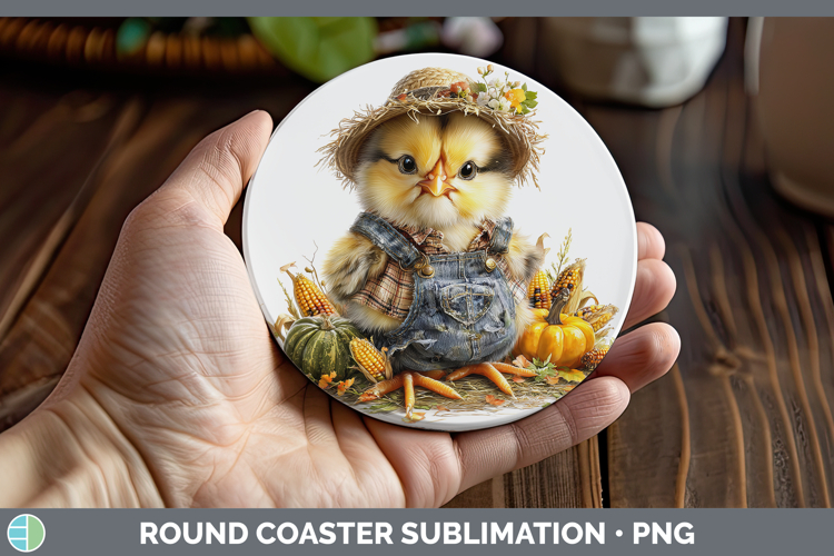 Chicken Farm Thanksgiving Overalls Round Coaster Sublimation