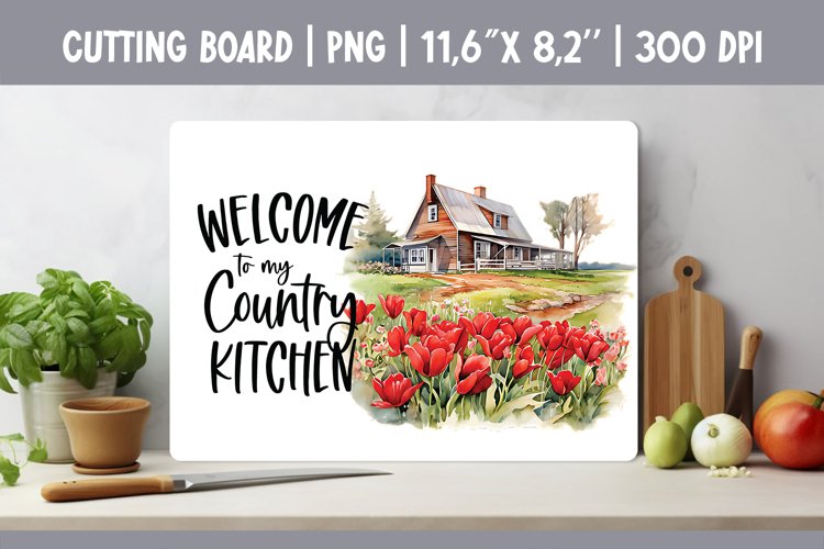 Farmhouse Glass Kitchen Cutting Board Sublimation (3041731)